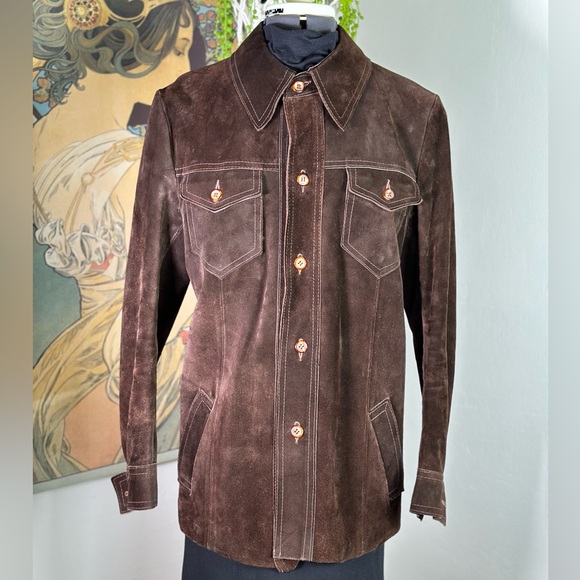 Jackets & Coats | Vintage 7s Dagger Collar Chocolate Brown Suede ...